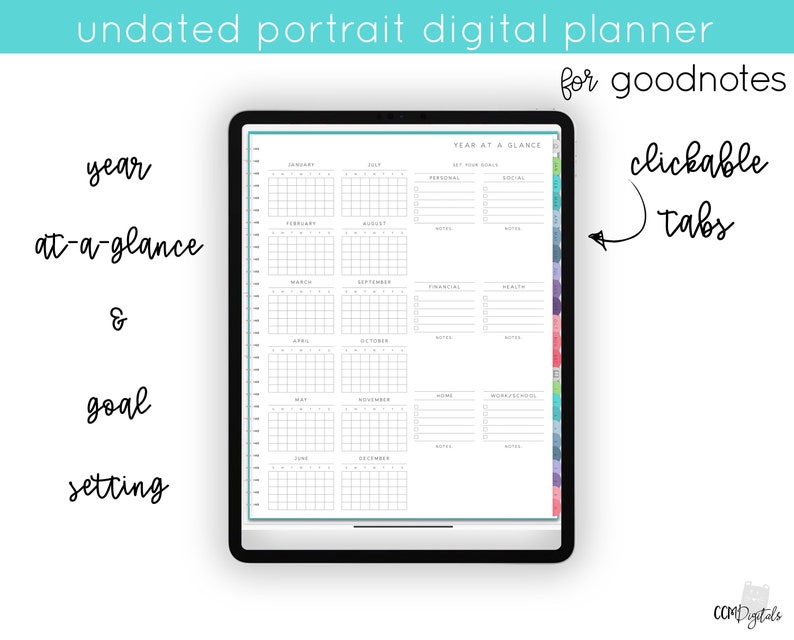 Undated Colorful Digital Planner for Goodnotes Colorful - Etsy