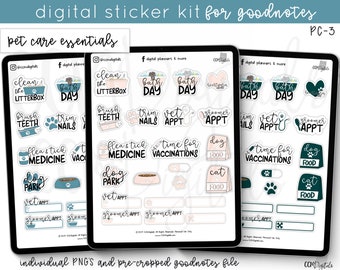 PC-2 Digital Pet Care Stickers for Goodnotes Pet Care | Etsy