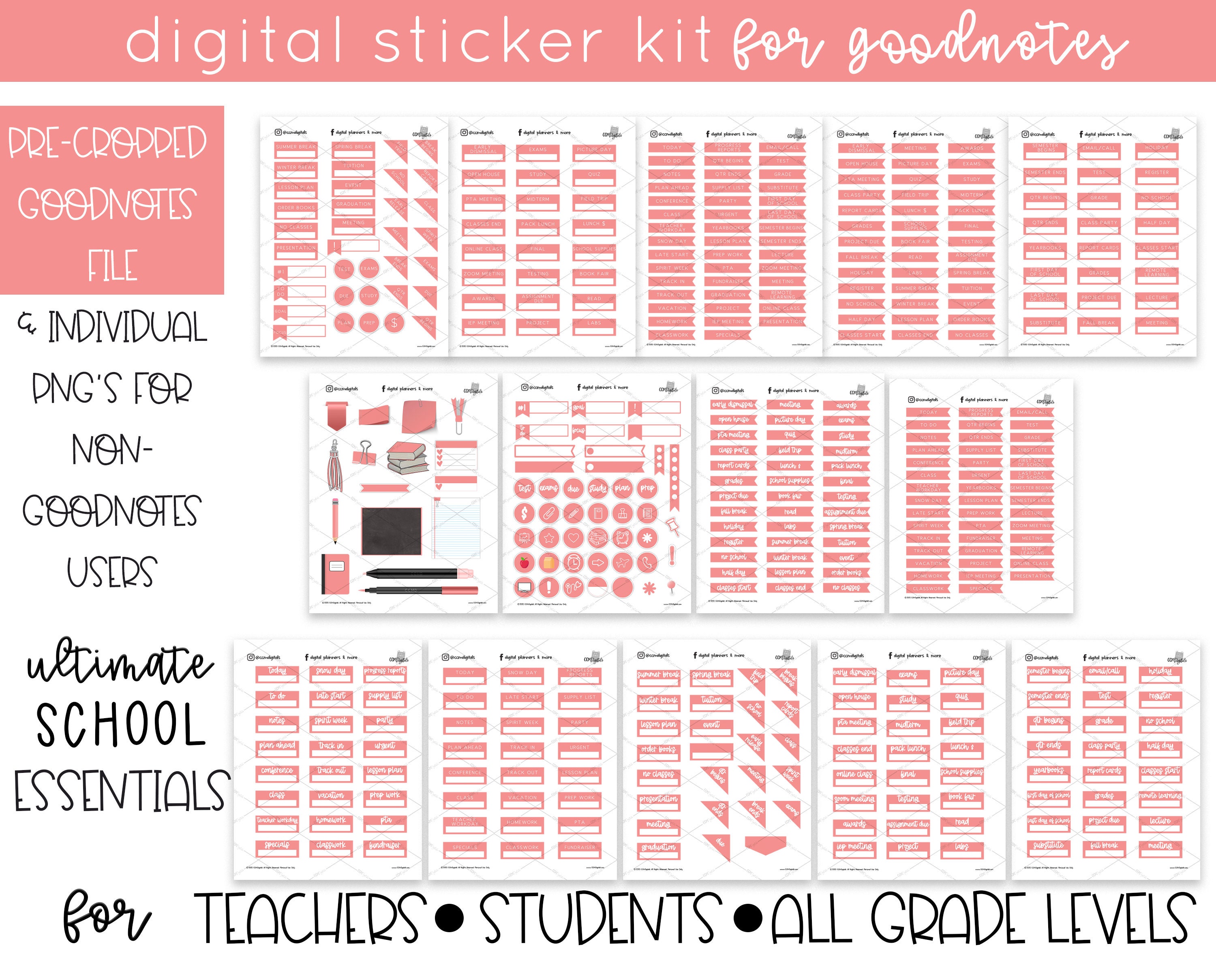 Pink Ultimate School Essentials for Teachers Students and | Etsy