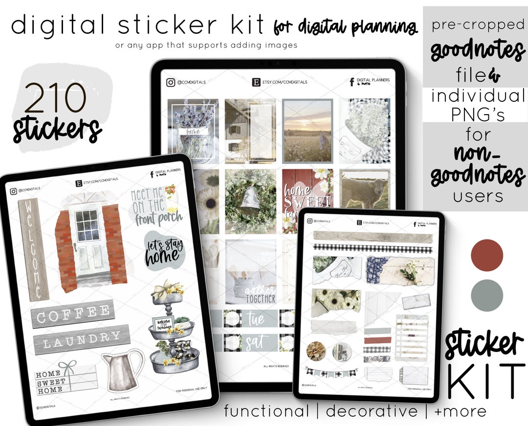 Farmhouse Vibes Digital Stickers for Planners - Vintage Rustic Mason ...