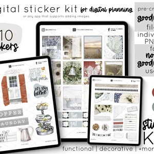 Farmhouse Vibes Digital Stickers for Planners - Vintage Rustic Mason ...