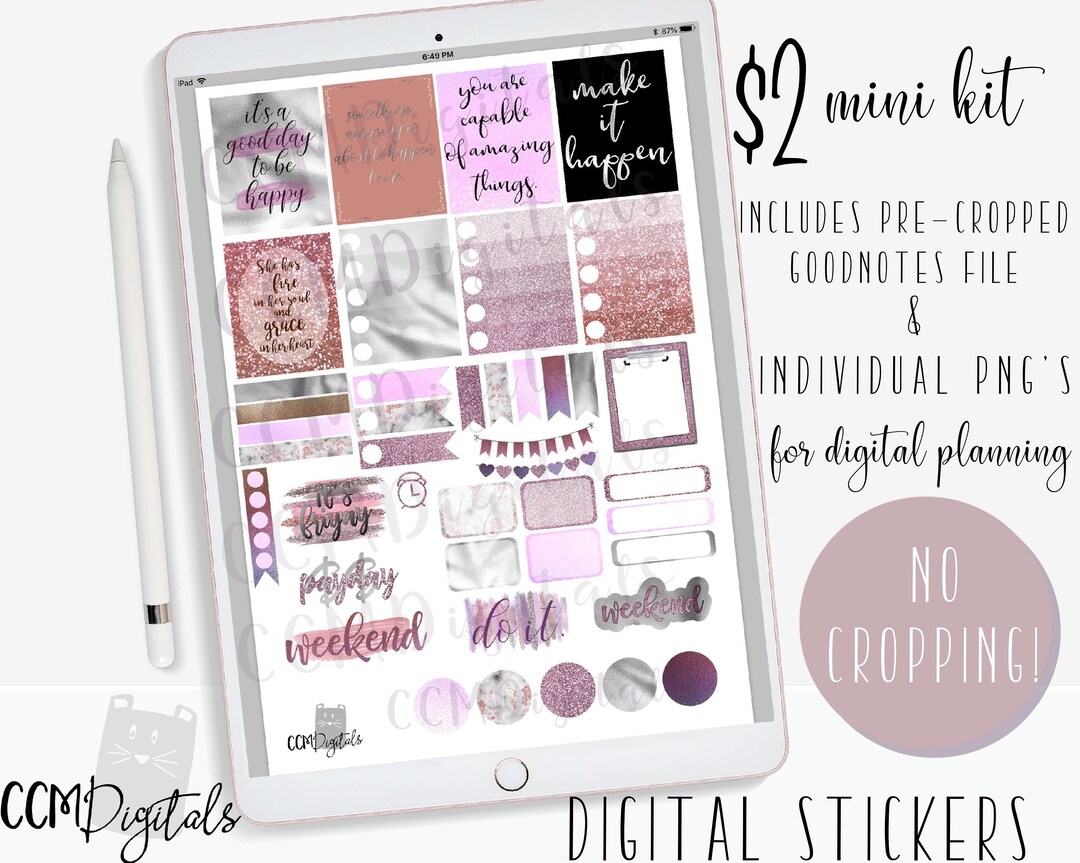Digital Planner Stickers | Motivational Sparkly Digital Sticker Mini ...