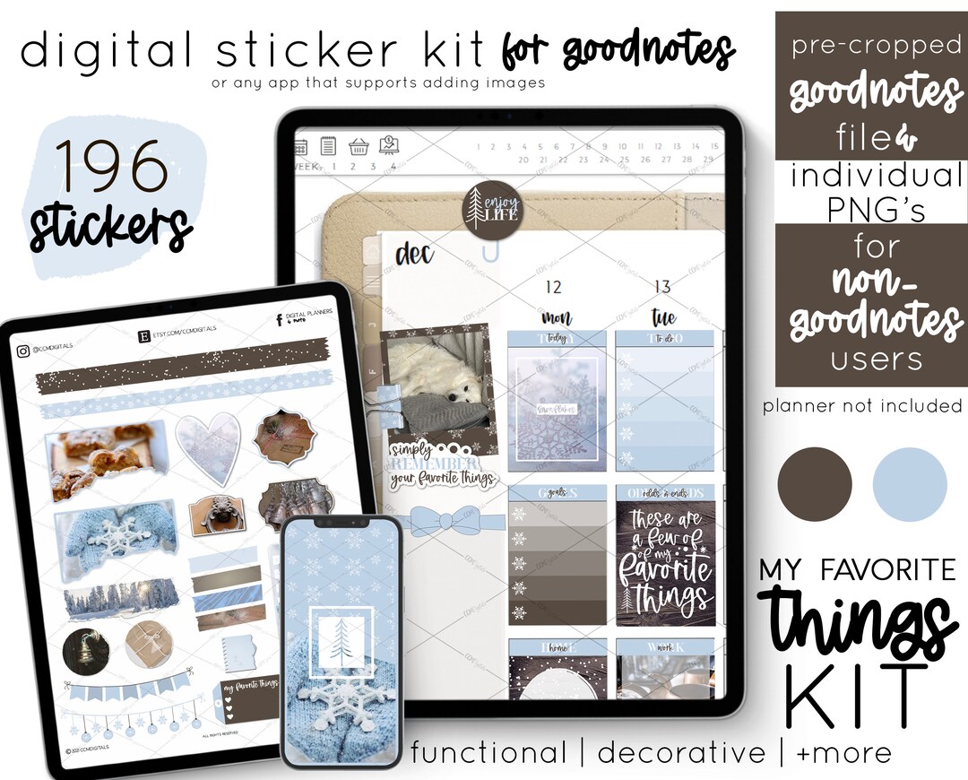 Favorite Things Winter Digital Sticker Kit | A Wintery Fun Digital ...