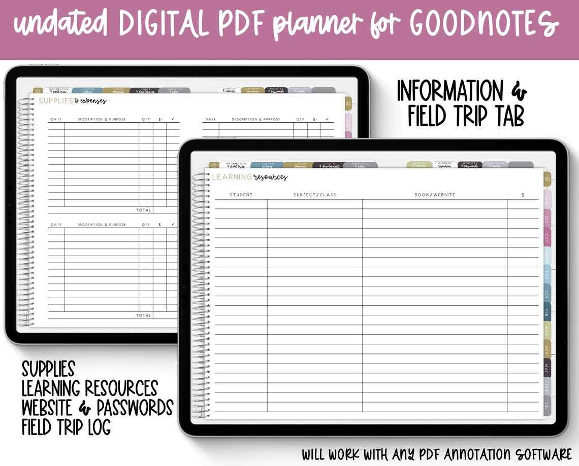 Digital Homeschool or Virtual Learning Planner | Undated Digital ...