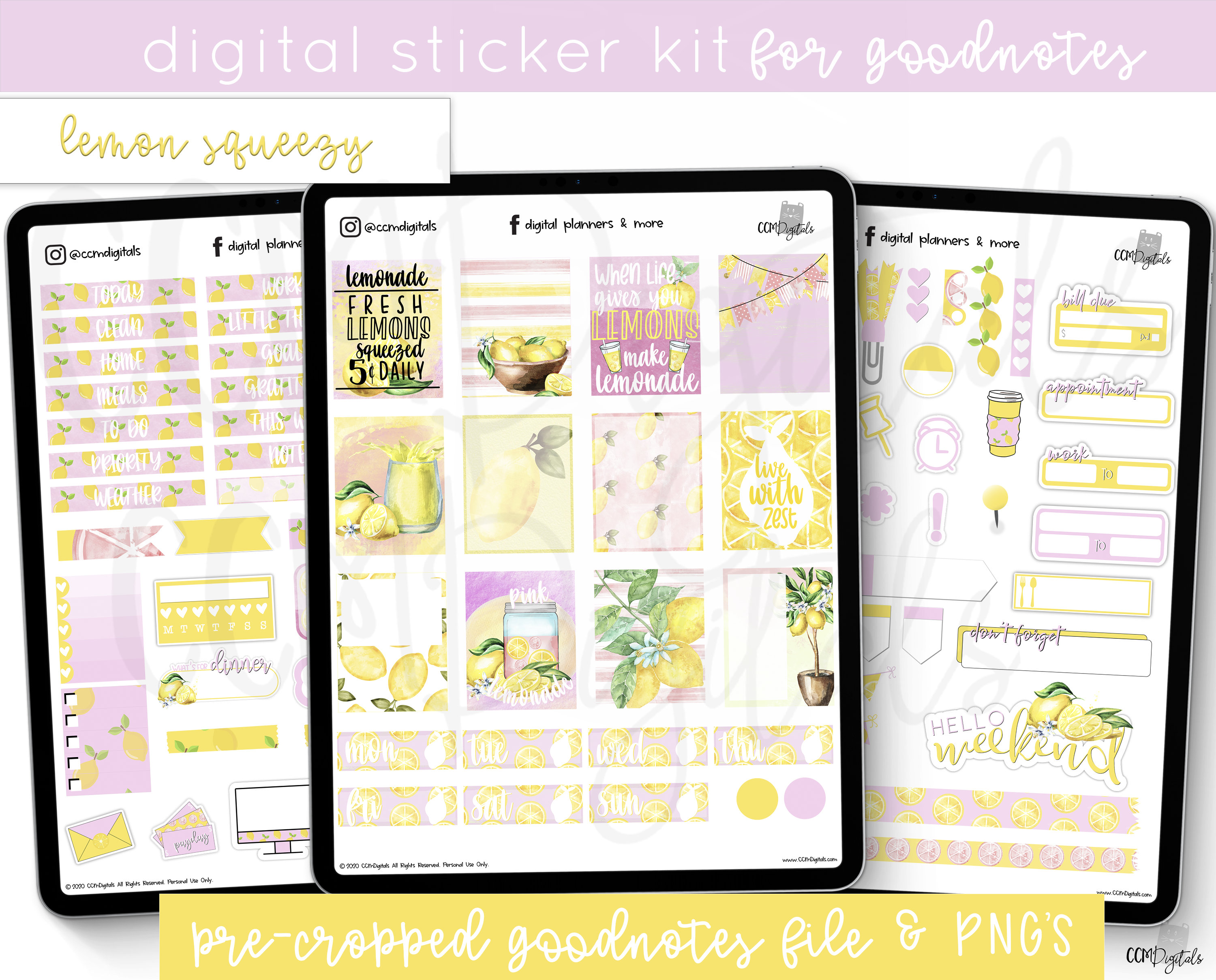 Digital Planner Stickers Lemon Sticker Kit A Lemon Themed | Etsy