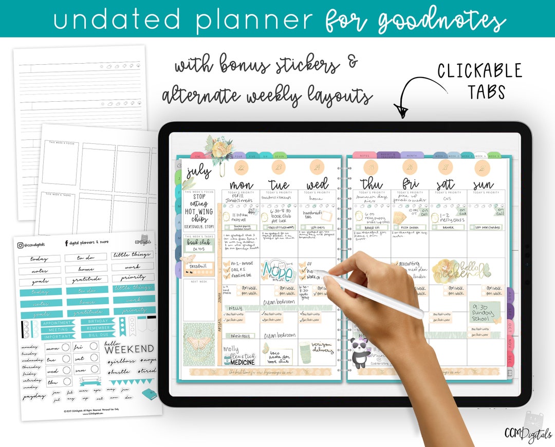 Landscape Undated Colorful Minimalist Digital Planner for Goodnotes ...