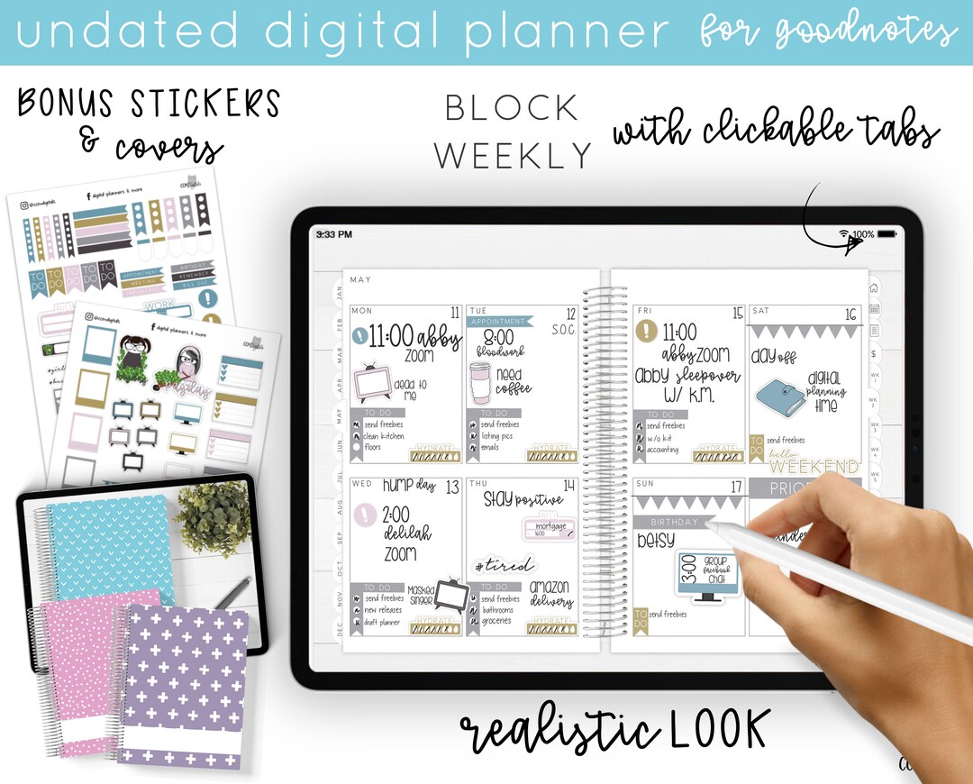 Landscape Undated Minimalist Digital Planner for Goodnotes ...