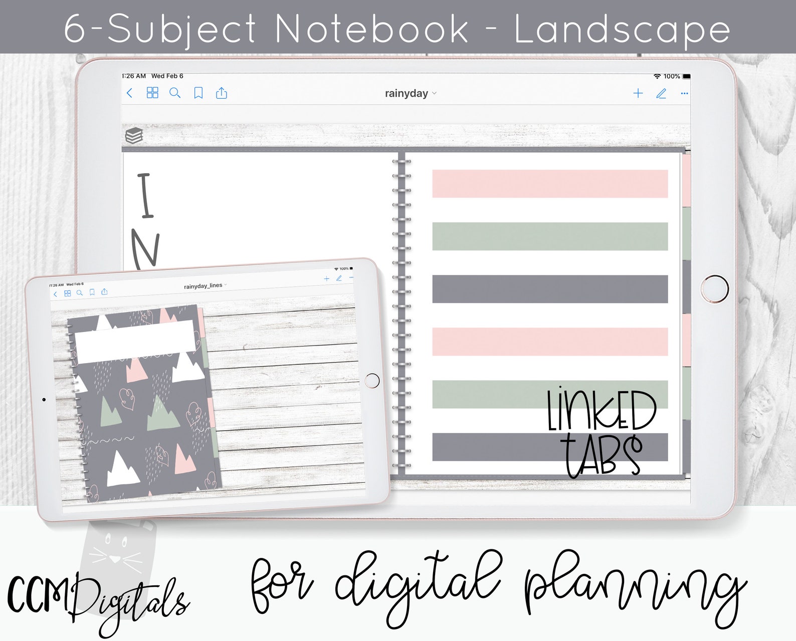 Digital 6-subject Notebook With Linked Pages Digital Journal - Etsy