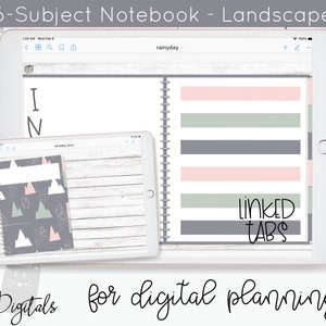 Digital 6-subject Notebook With Linked Pages Digital Journal for ...