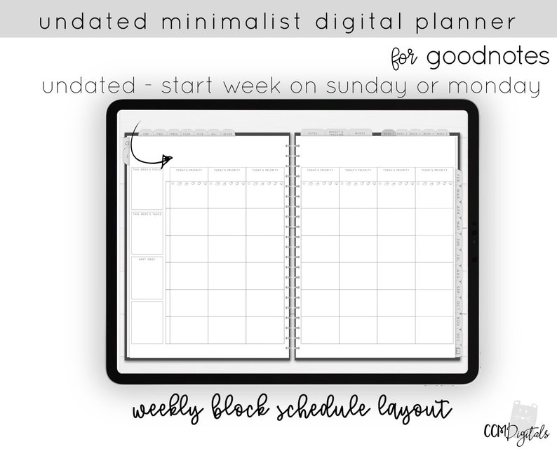 Landscape Undated Neutral Minimalist Digital Planner for - Etsy