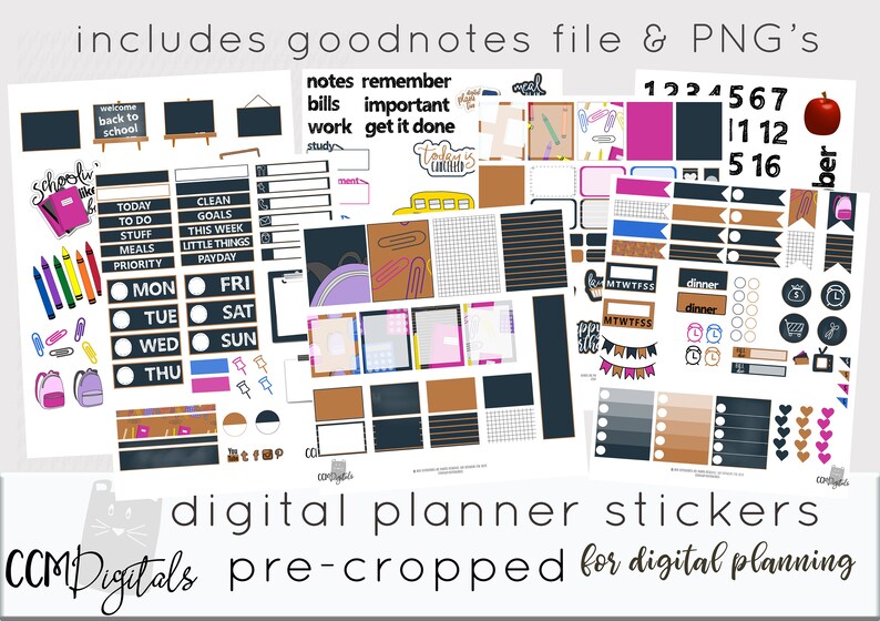 Digital Planner Stickers Back to School Kit Goodnotes - Etsy