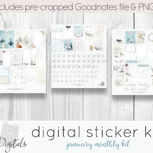 January 2019 Digital Planner Stickers | A Snowy Winter Digital Sticker ...