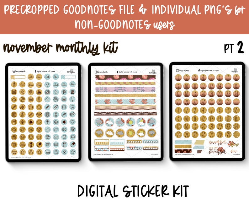 November 2020 Digital Planner Stickers Monthly Sticker Kit | Etsy