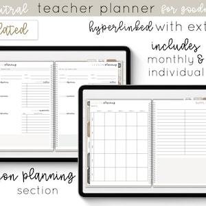 Digital Teacher Planner | Undated Neutral Teacher Digital Planner for ...