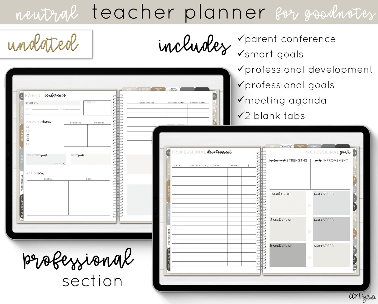 Digital Teacher Planner Undated Neutral Teacher Digital - Etsy