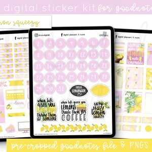 Digital Planner Stickers - Lemon Sticker Kit | A Lemon Themed Summer ...