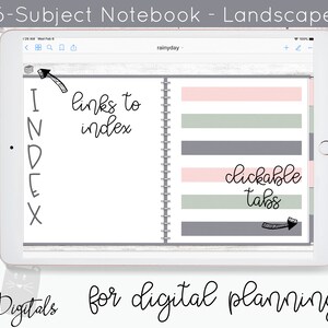 Digital 6-subject Notebook With Linked Pages Digital Journal for ...