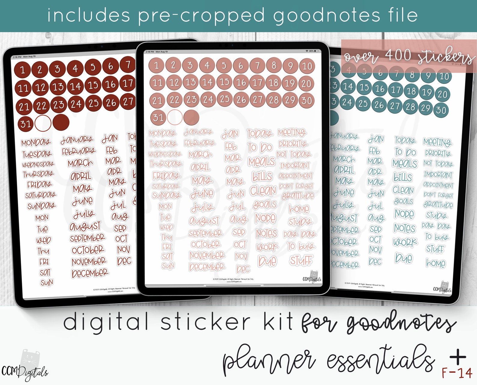 Digital Planner Dates Days Months Stickers Goodnotes | Etsy