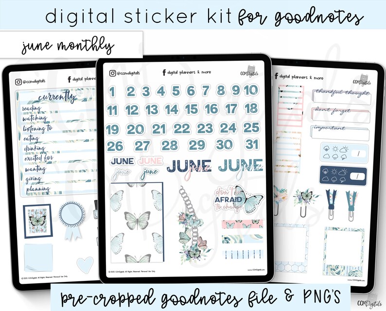 June 2020 Monthly Kit Digital Planner Stickers Part 1 and - Etsy