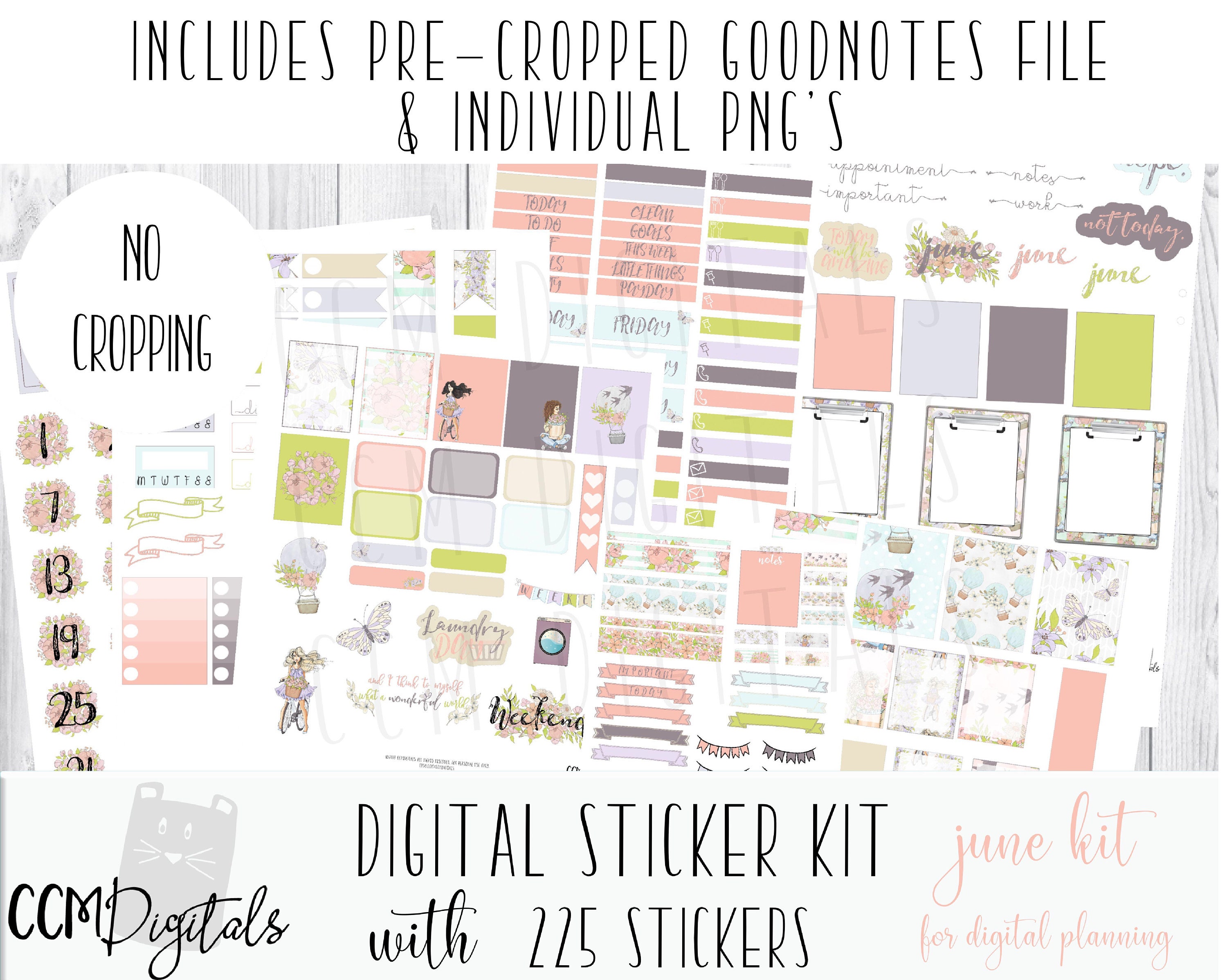 June 2018 Digital Planner Stickers | Summer Floral Digital Sticker Kit ...