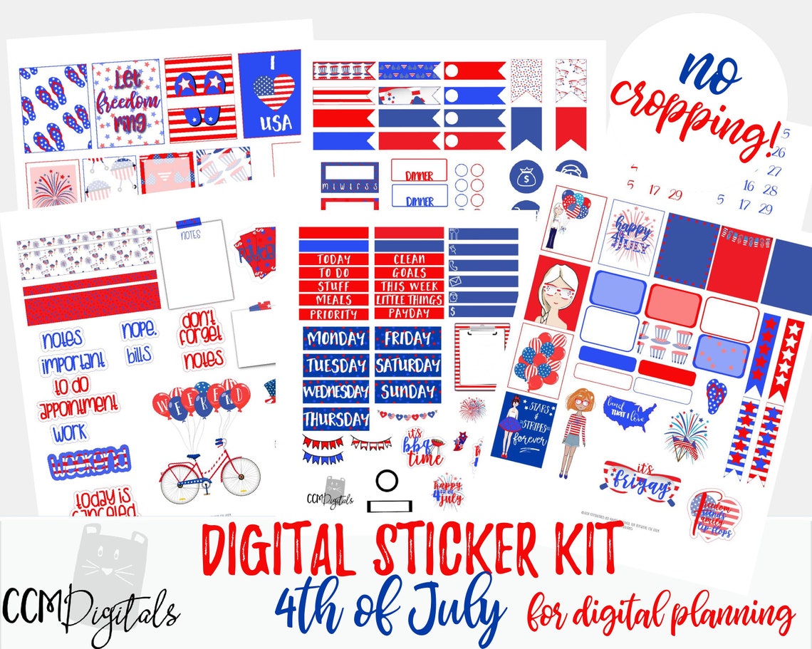 4th of July Digital Planner Stickers Goodnotes Stickers Ipad - Etsy