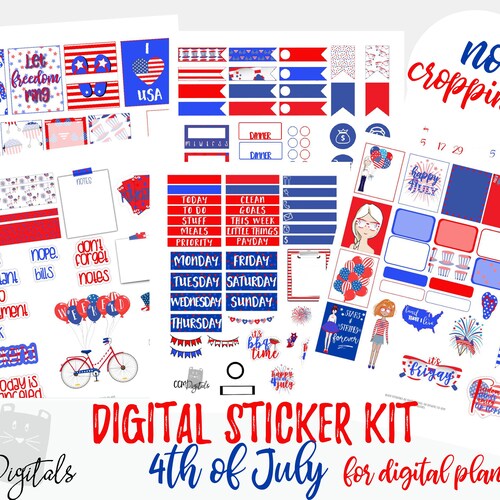 4th of July Digital Planner Stickers Goodnotes Stickers Ipad - Etsy