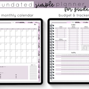 Portrait Undated Simple Planner in Purple Floral | Daily and Weekly ...