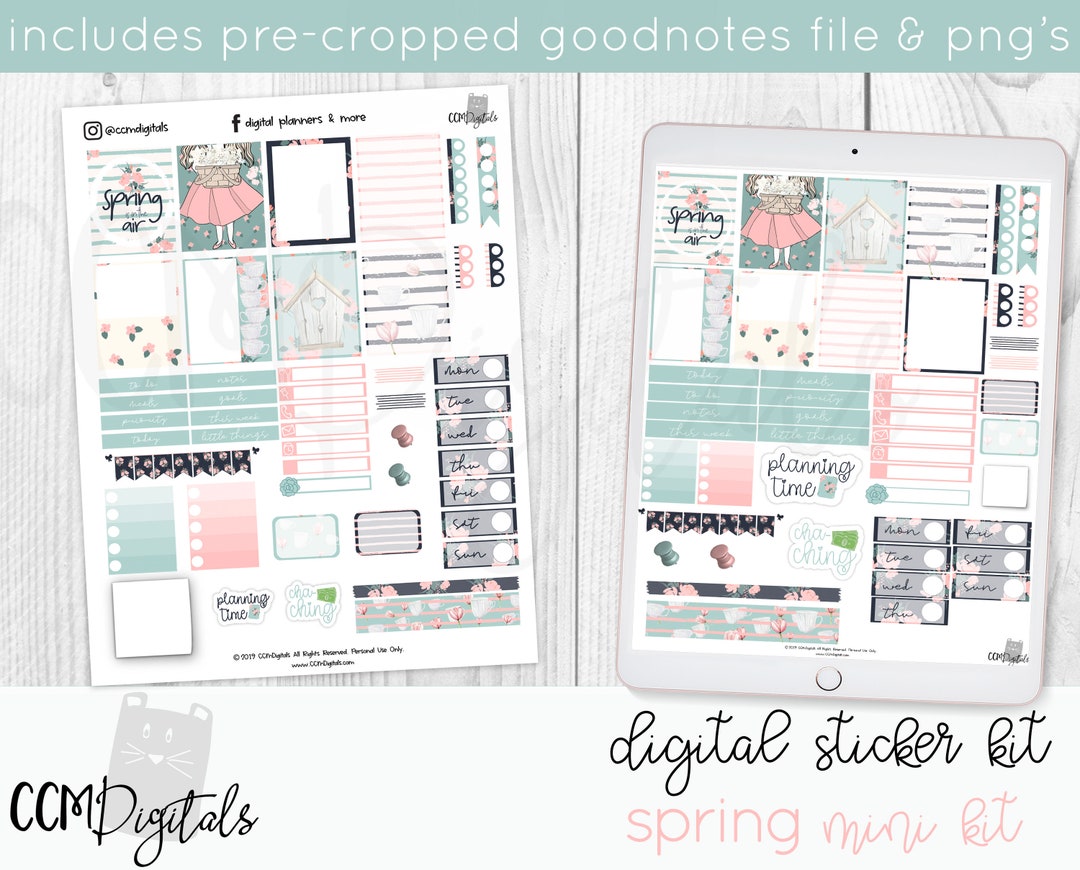 Spring Digital Planner Stickers | Goodnotes Stickers | iPad Digital ...