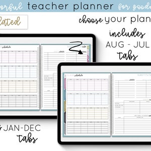 Digital Teacher Planner |undated Colorful Teacher Digital Planner for ...