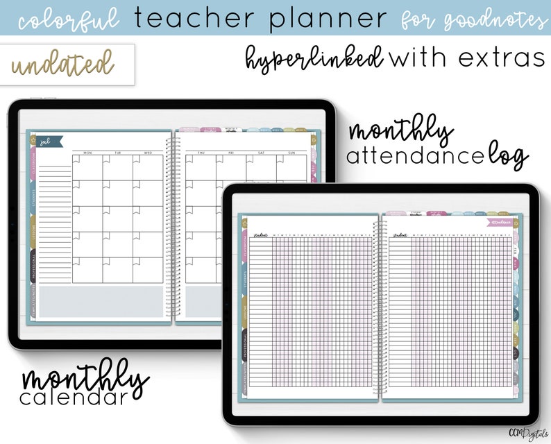Digital Teacher Planner undated Colorful Teacher Digital - Etsy