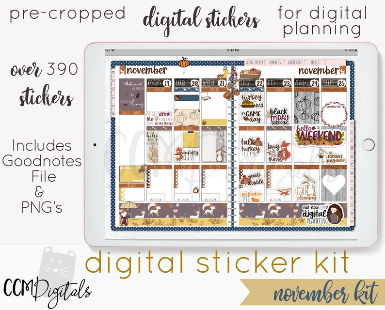 Nov 2018 Digital Planner Stickers | Digital Stickers | Fall Themed ...