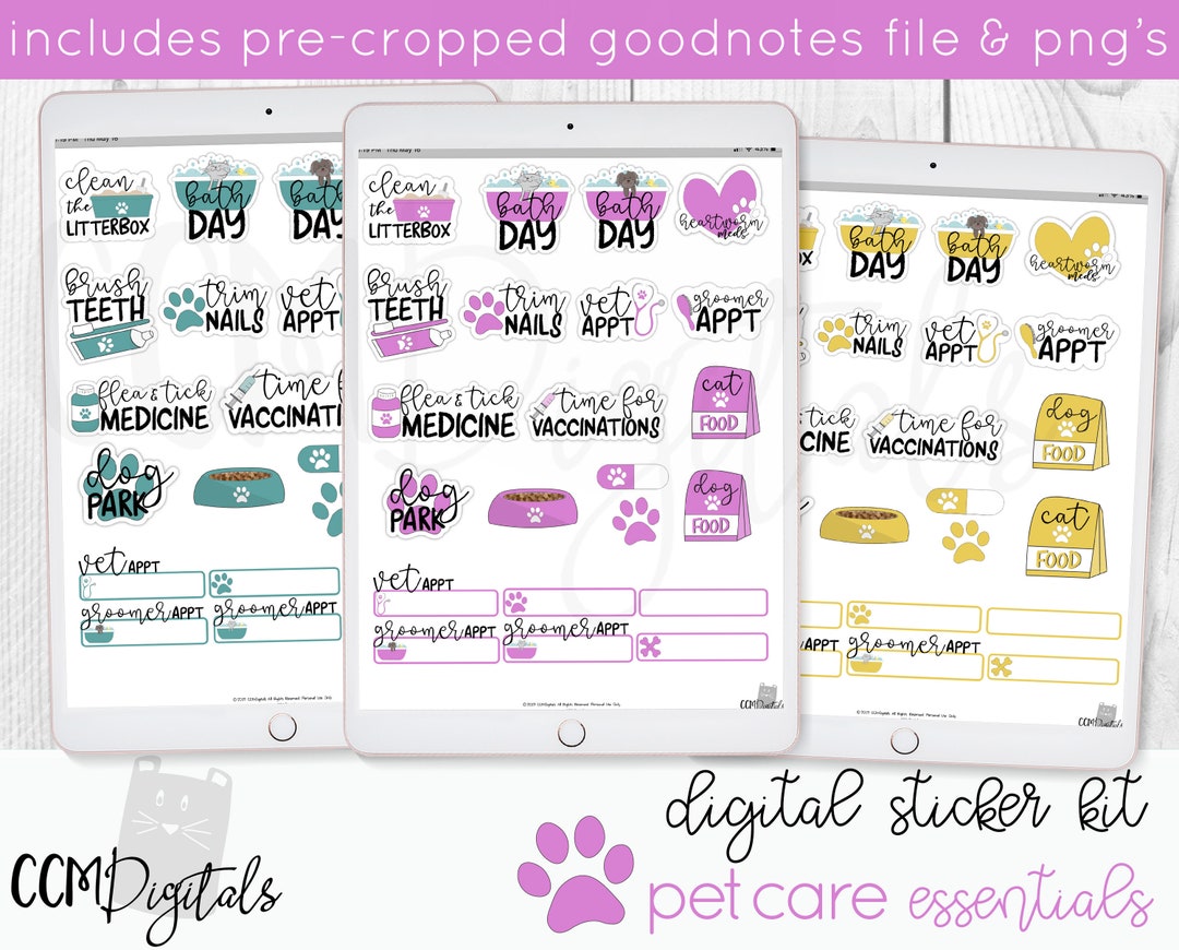 Digital Planner Stickers | Goodnotes Pet Care Stickers | iPad Digital ...