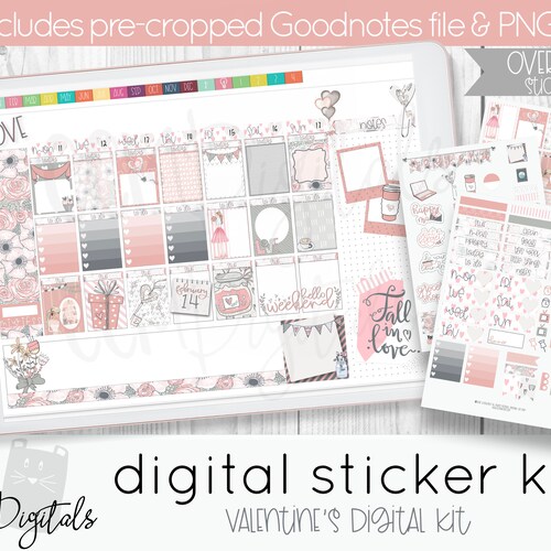 Paper Calendars & Planners Goodnotes Stickers Kit Valentines Planner ...