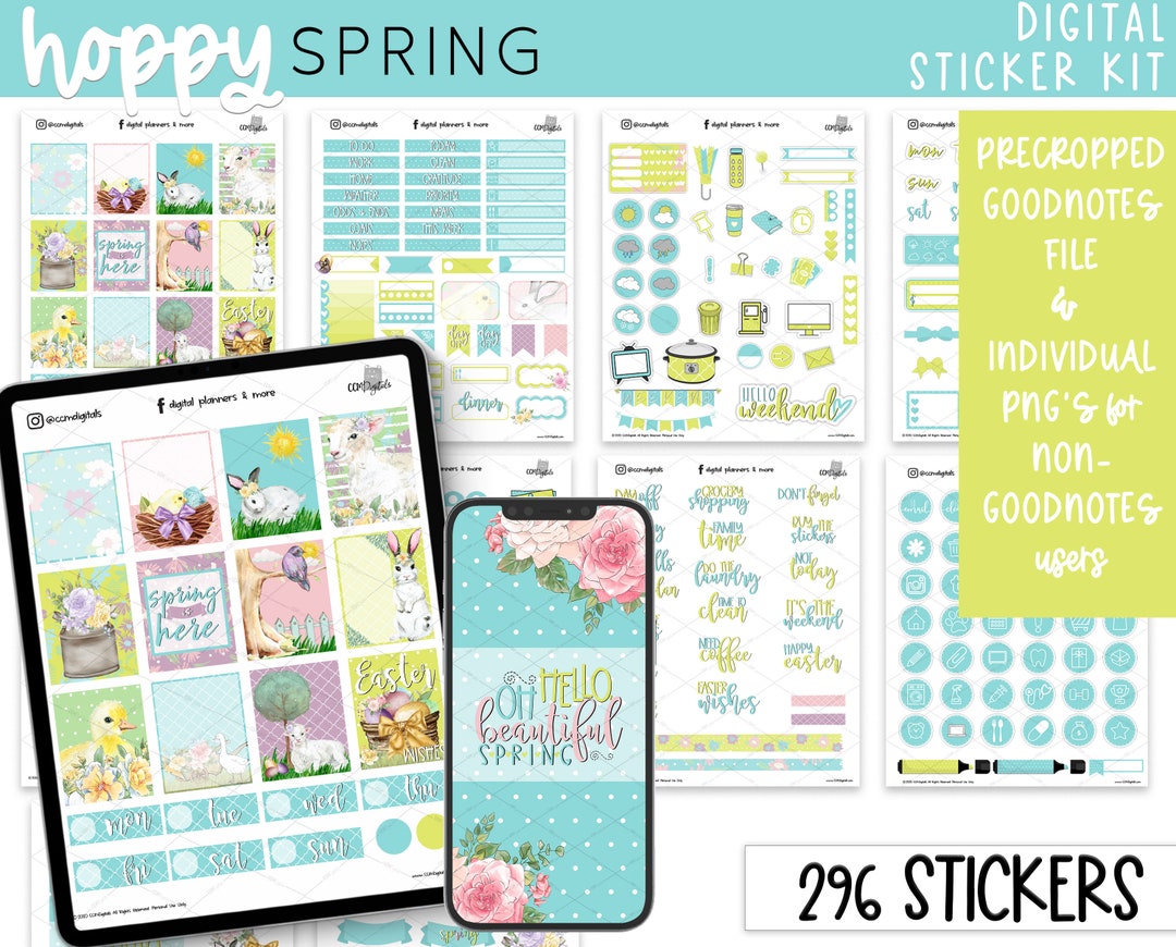 Digital Planner Spring Stickers | A Vibrant Digital Sticker Kit With ...