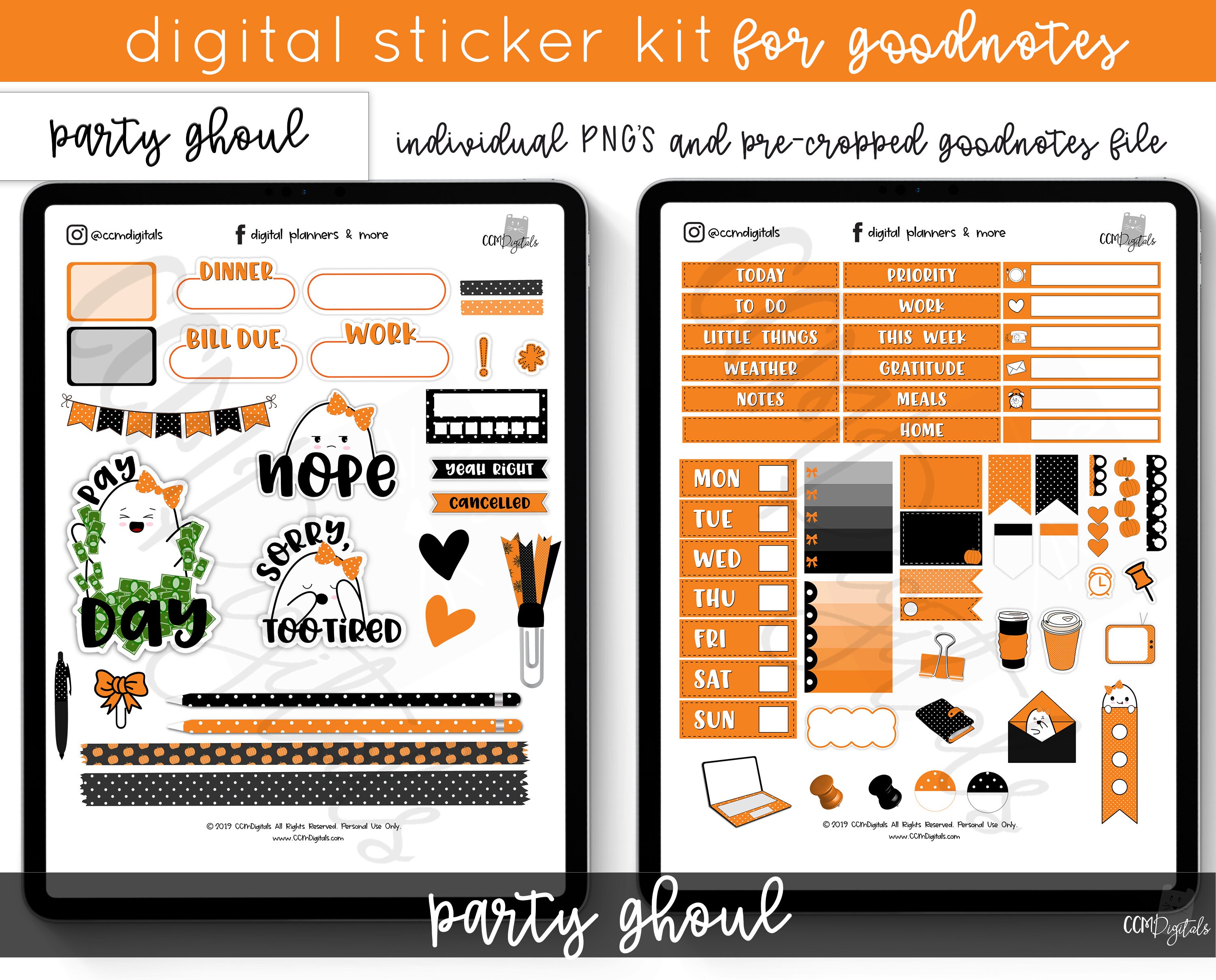 Halloween Ghost Fall Digital Planner Stickers Digital - Etsy
