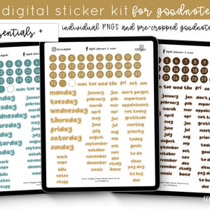 Digital Planner Dates Days Months Stickers | Goodnotes Stickers | iPad ...