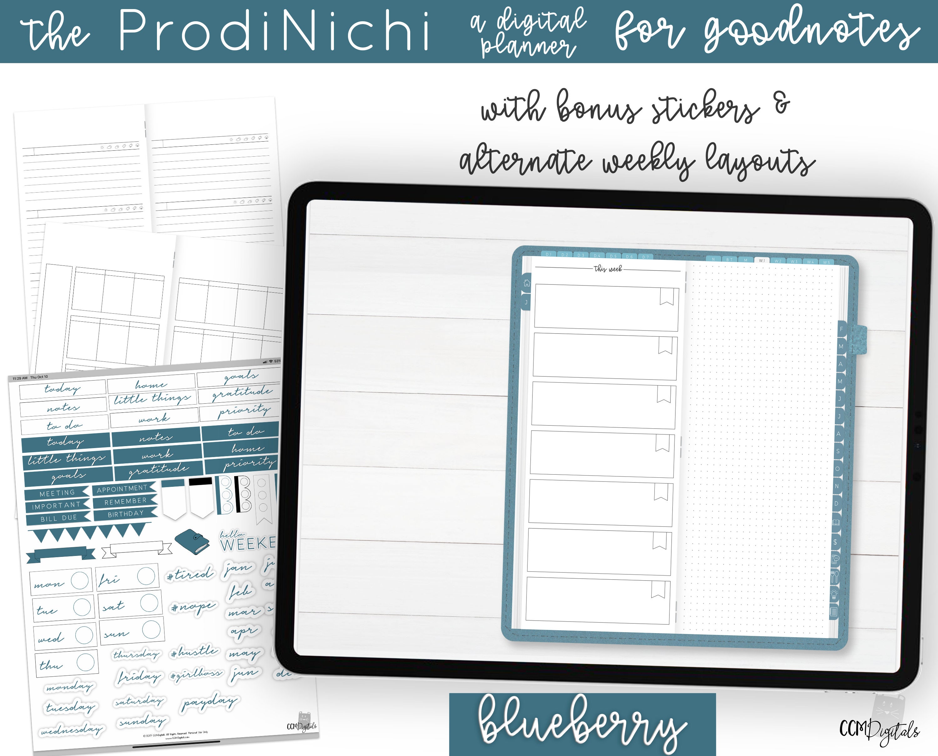 The ProdiNichi Digital Planner for Goodnotes iPad Planner Undated ...