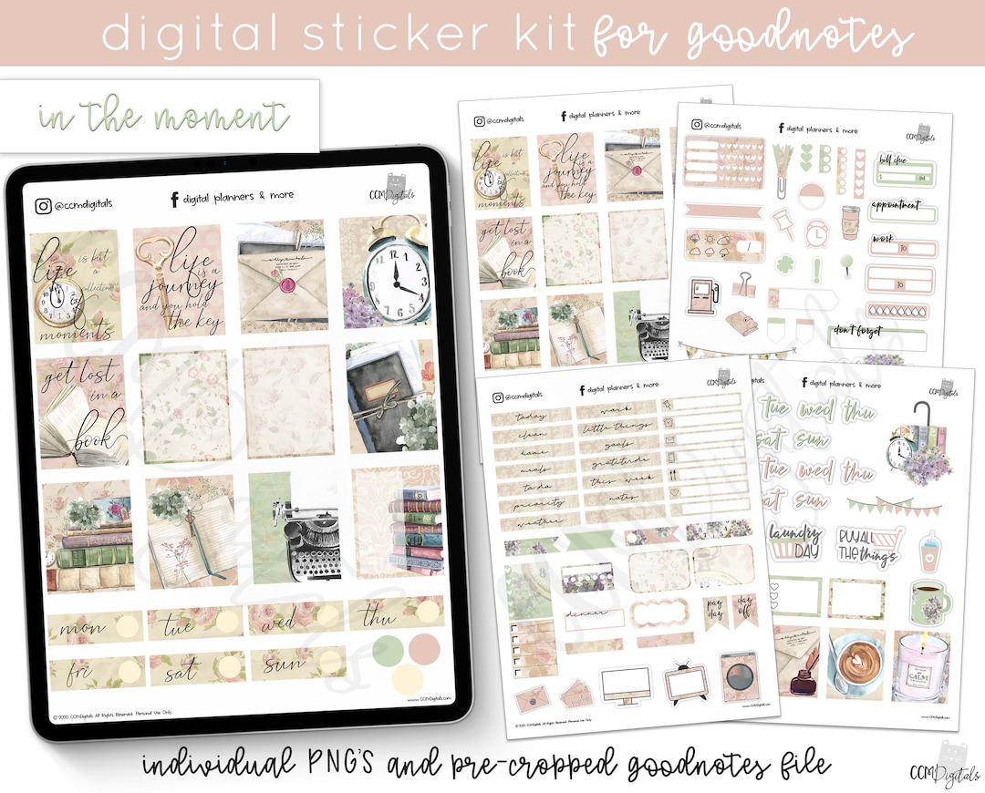 In the Moment Digital Planner Stickers | Vintage Themed Digital ...
