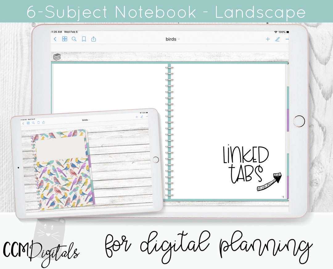 Digital 6-subject Notebook With Linked Pages Digital Journal for ...
