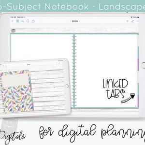 Digital 6-subject Notebook With Linked Pages | Digital Journal for ...