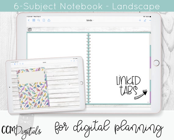Digital 6-subject Notebook With Linked Pages Digital Journal - Etsy