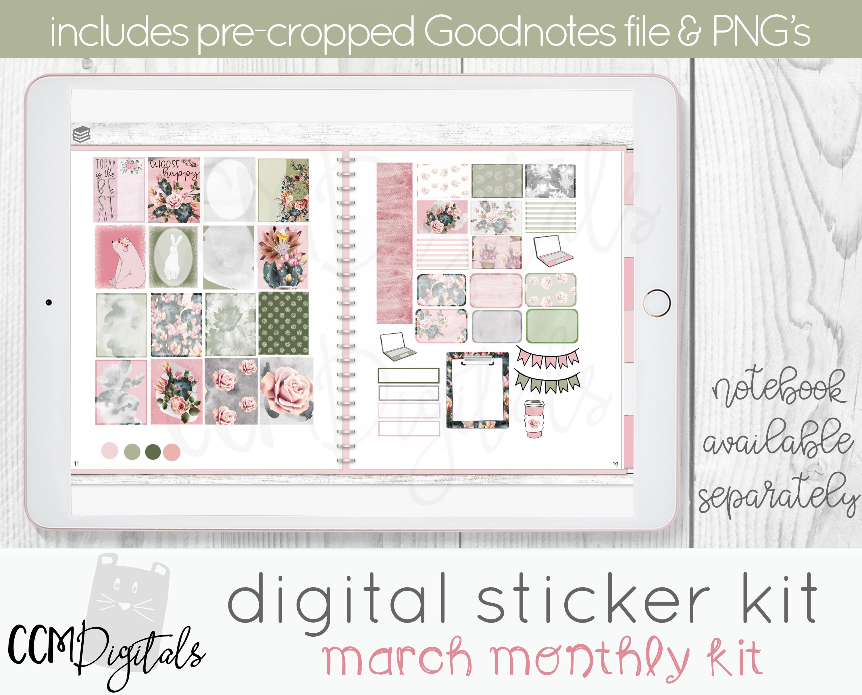 March 2019 Digital Planner Stickers A Pink Winter Themed - Etsy