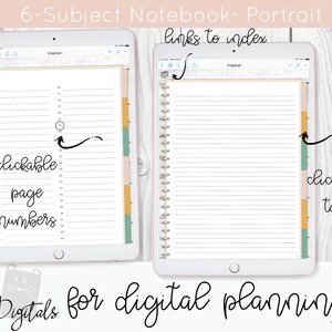 Digital 6-subject Notebook With Linked Pages | Digital Journal for ...