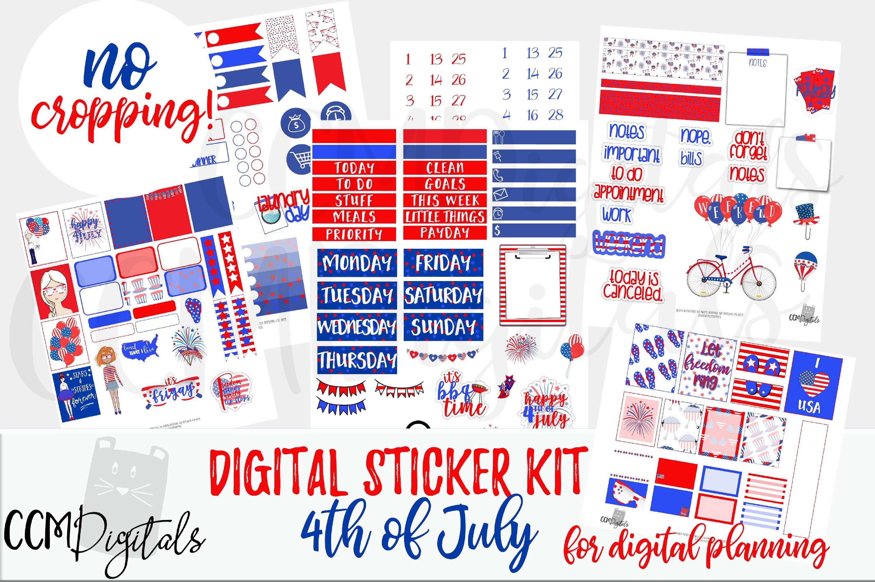 4th of July Digital Planner Stickers Goodnotes Stickers Ipad - Etsy
