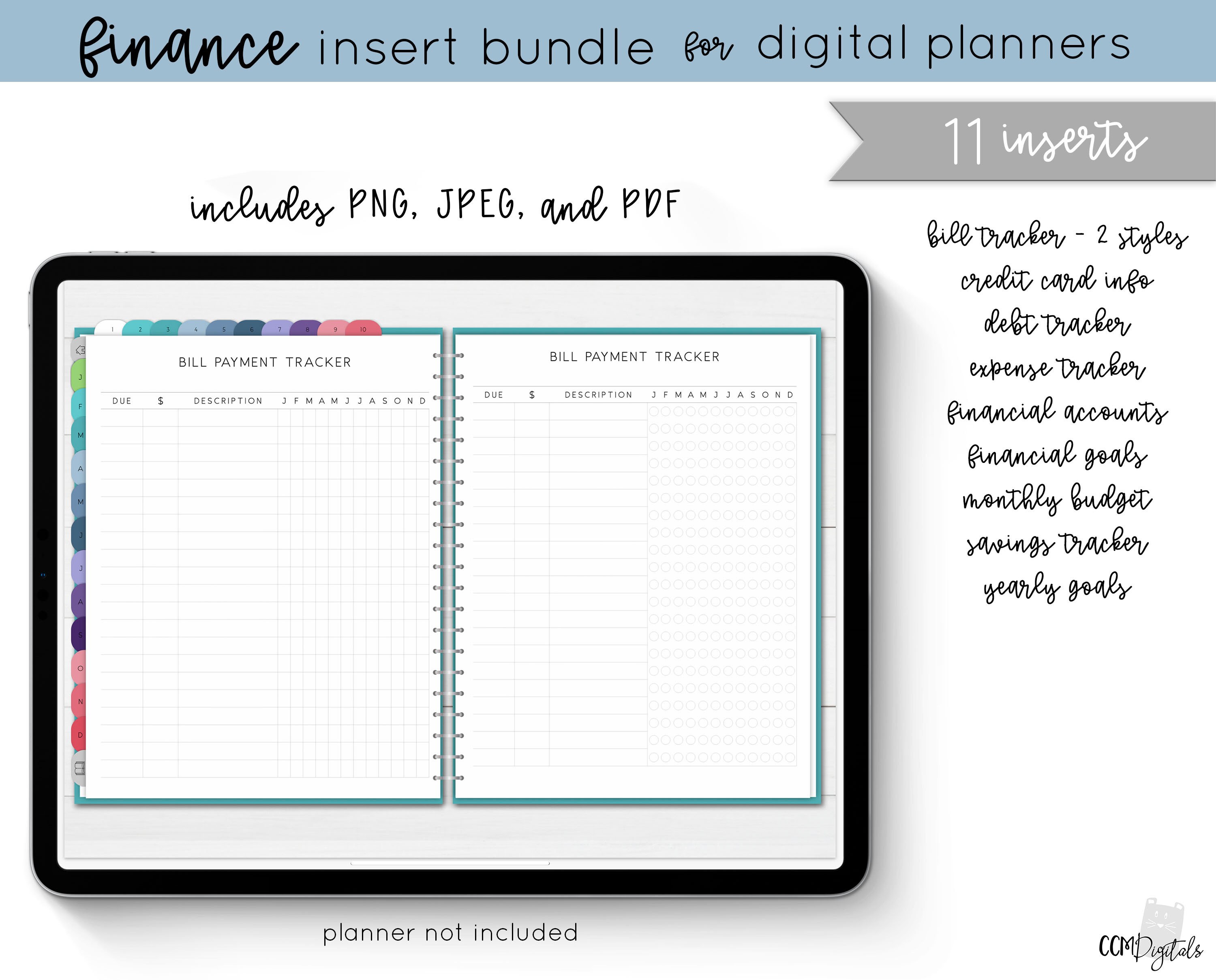 Finance Digital Planner Inserts for Digital Planner or Digital Journal ...