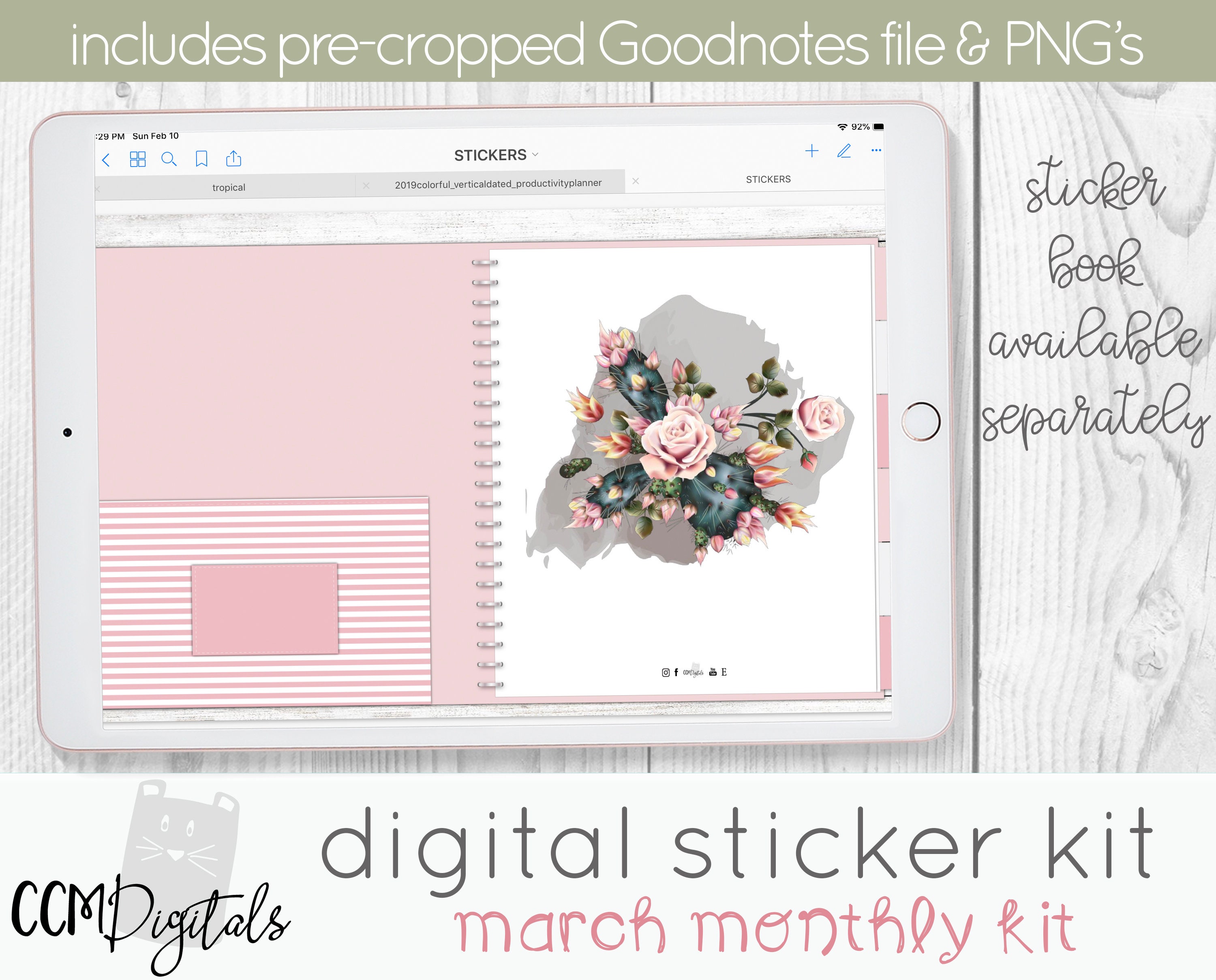 March 2019 Digital Planner Stickers A Pink Winter Themed - Etsy
