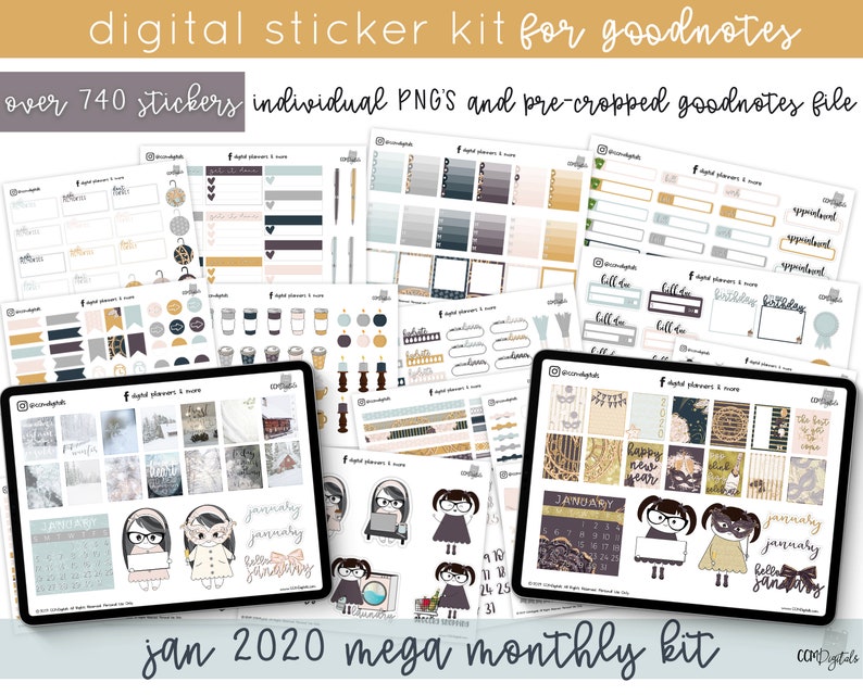 Jan 2020 Mega Monthly Kit Digital Planner Stickers Digital | Etsy