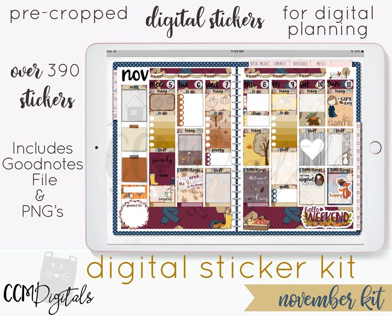 Nov 2018 Digital Planner Stickers Digital Stickers Fall - Etsy