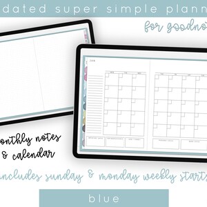 Blue Landscape Undated Super Simple Minimalist Digital Planner for ...