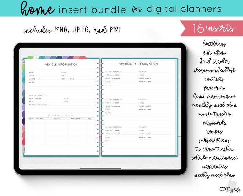 Home Digital Planner Insert Bundle for Digital Planners or Journals ...